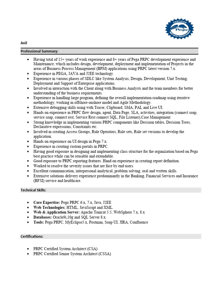 Anil Pega Developer | PDF | Software Development Process | Unit Testing