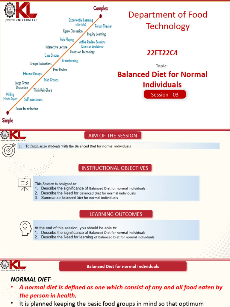 Session - 3 - Balanced Diets For Normal Individuals. | PDF | Nutrition ...