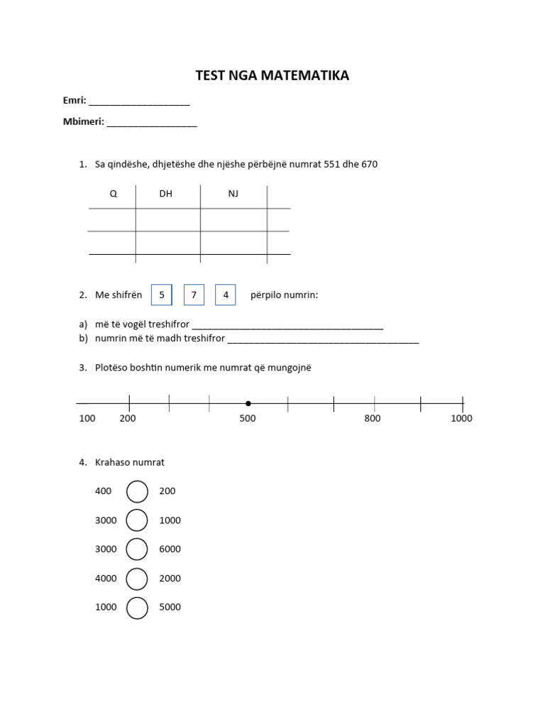 Test Nga Matematika | PDF