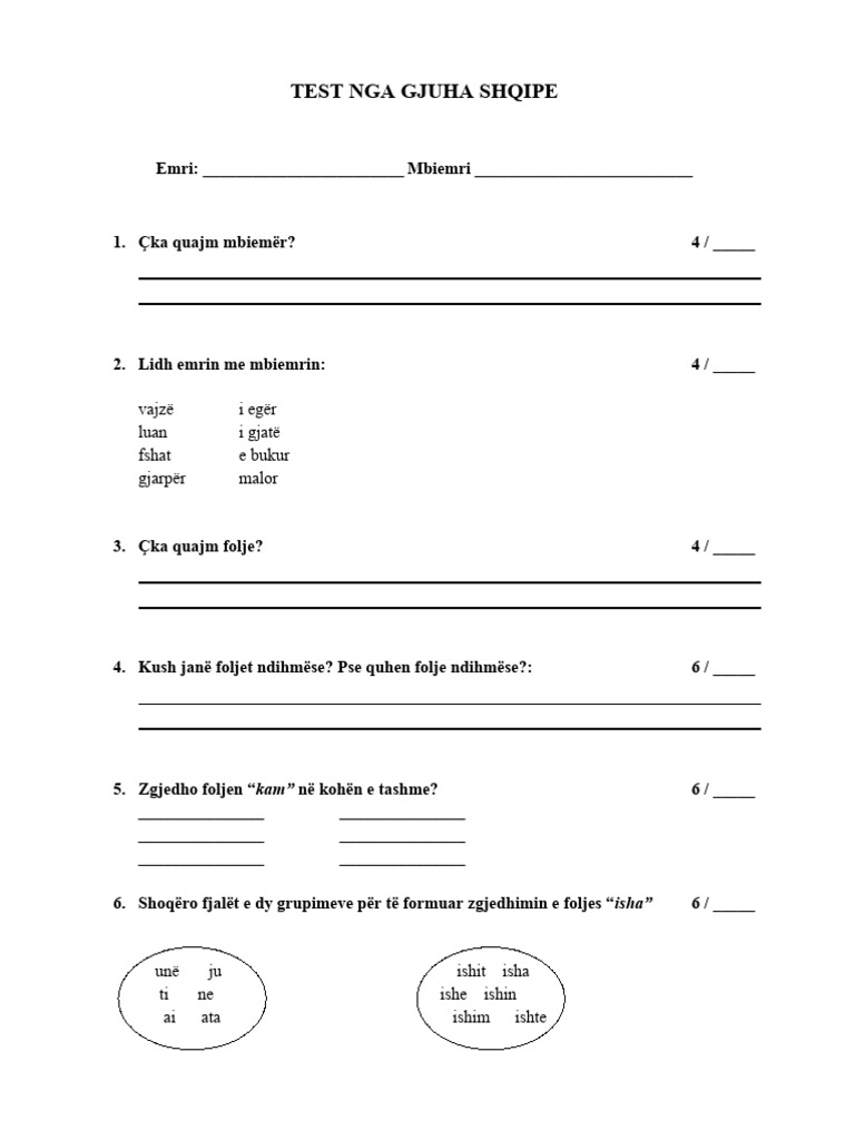 Test 2 Shqip | PDF