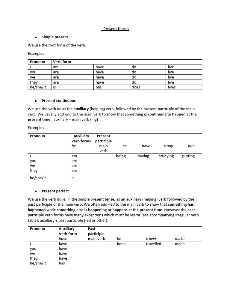 Present Tenses Intermediate Level | PDF | Verb | Grammatical Tense