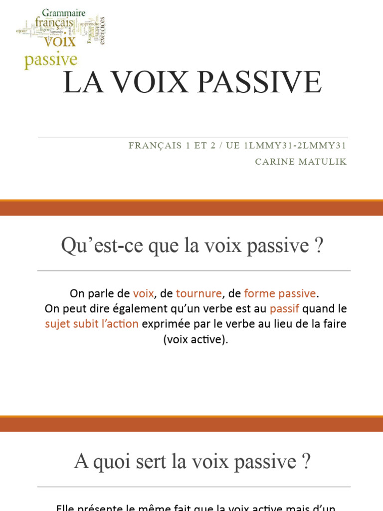 Comprendre la voix passive en français | PDF | Sujet (Grammaire) | Verbe