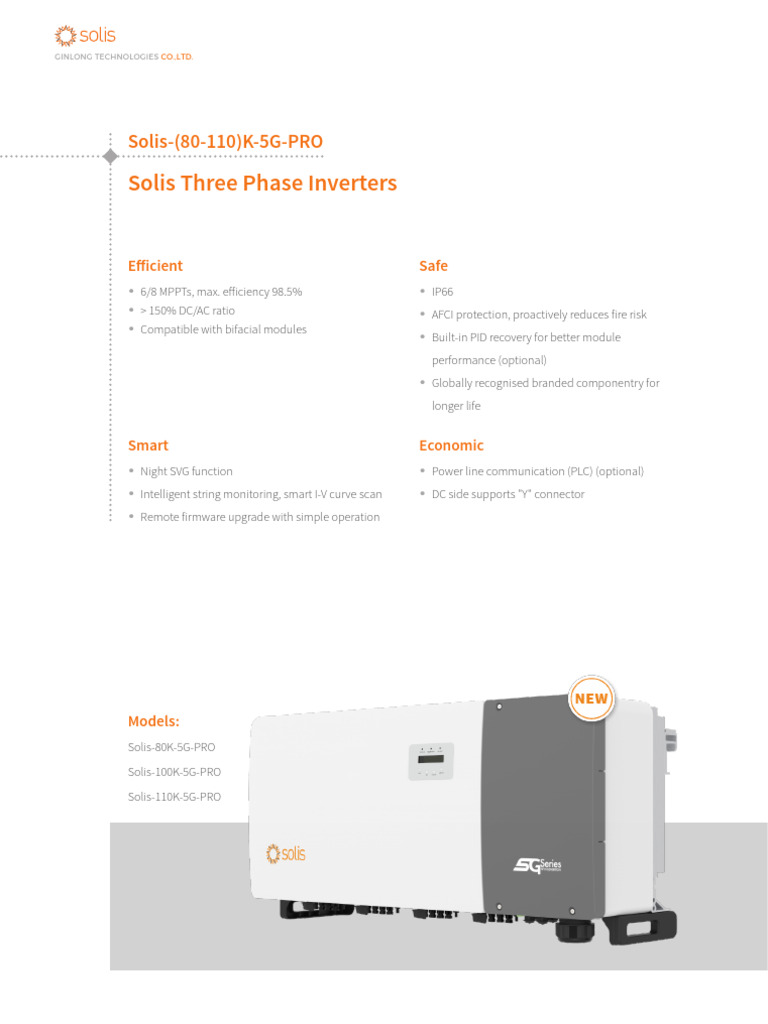 Solis Datasheet Solis - (80-110) K-5G-PRO IND V2,4 2023 10 | PDF | Electrical Equipment ...