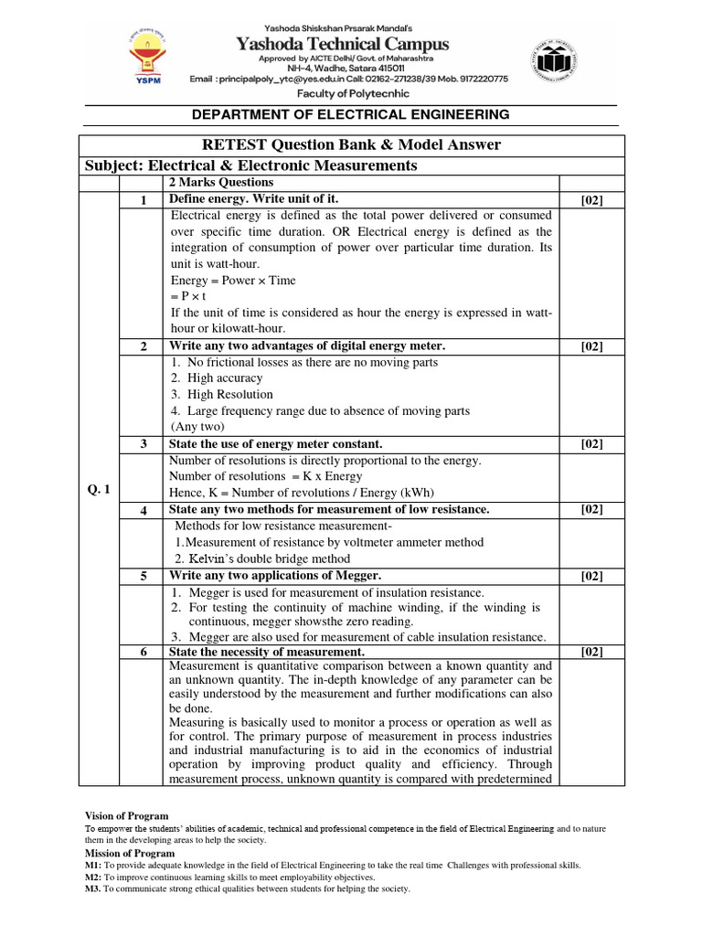 Retest - Question Bank - With Model - Answer - EEM - 12-13.10.2023 ...