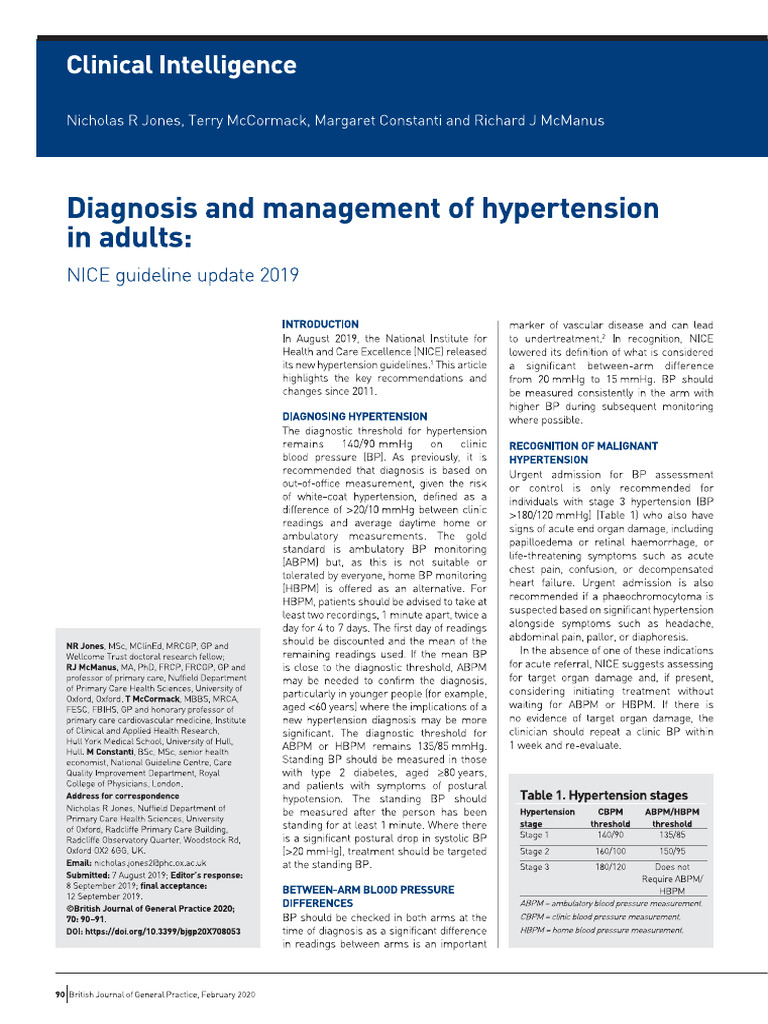 NICE Guideline HTN | PDF
