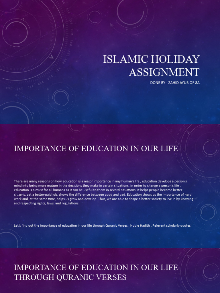 Islamic Holiday Assignment | PDF