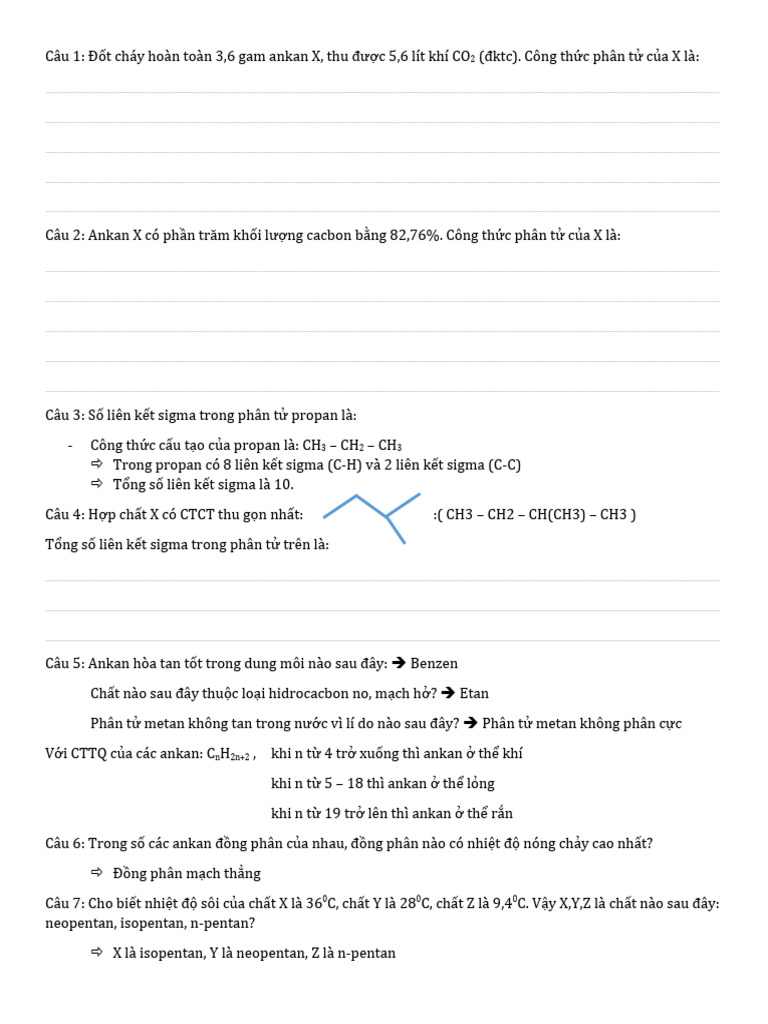 Ankan và bài tập về ankan | PDF