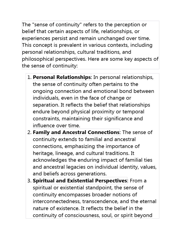 Sense of Continuity | PDF | Psychological Resilience | Traditions