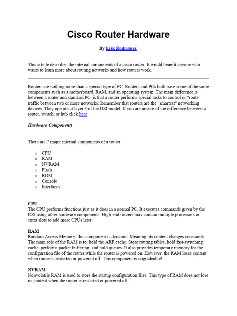 Cisco Router Hardware Pdf Router Computing Read Only Memory