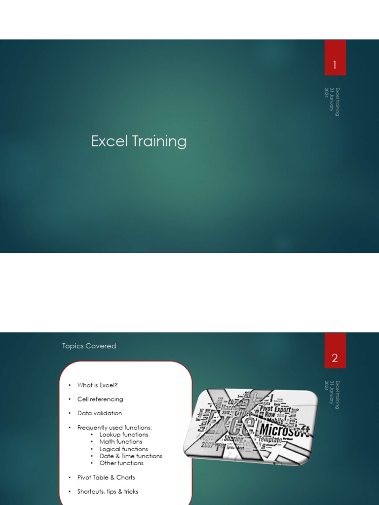 Excel Training | PDF | Microsoft Excel | Numbers