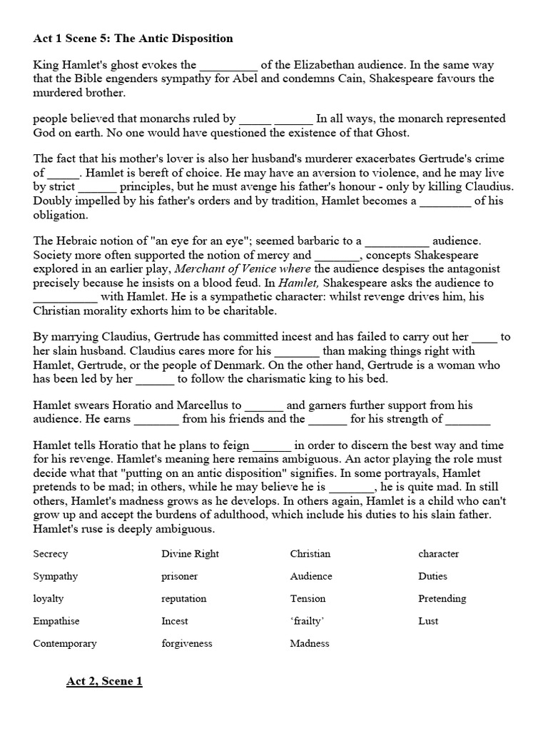 Act 1 Scene 5 | PDF | Hamlet | Cain And Abel