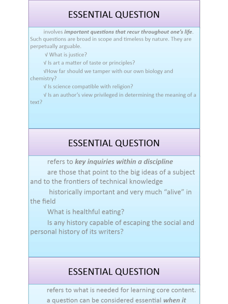 Essential Questions | PDF | Mathematics | Knowledge