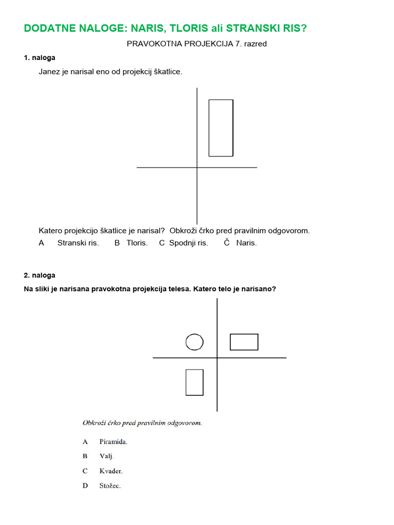 Naris-tloris-stranski-ris_VAJE | PDF