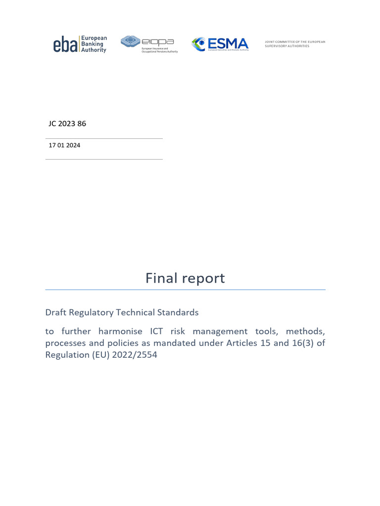 Final Report On Draft RTS On ICT Risk Management | PDF | Information ... Final Report On Draft RTS On ICT Risk Management | PDF | Information ...
