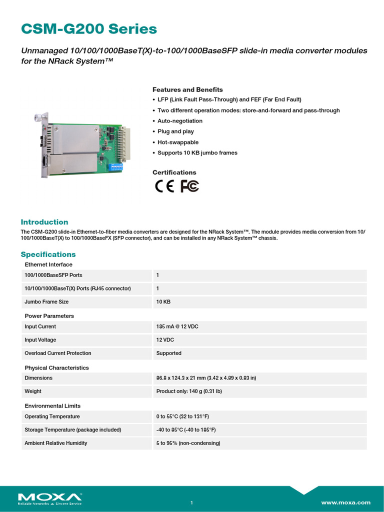 Moxa CSM g200 Series Datasheet v1.0 | PDF | Electronics | Computer Engineering