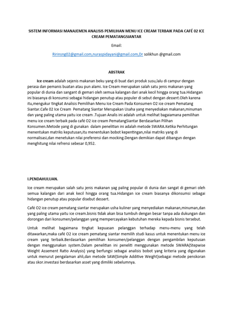 Analisis Menu Ice Cream Terbaik Café O2 | PDF | Kesehatan Holistik
