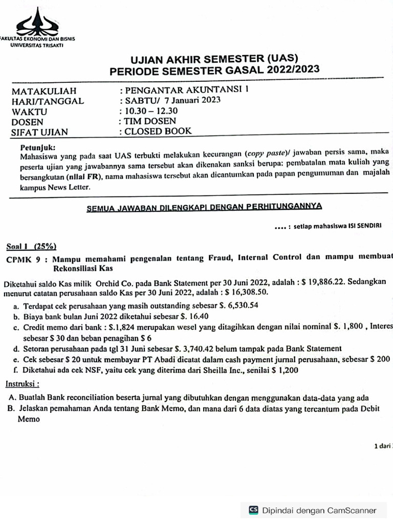 2023 UAS Pengantar Akuntansi | PDF