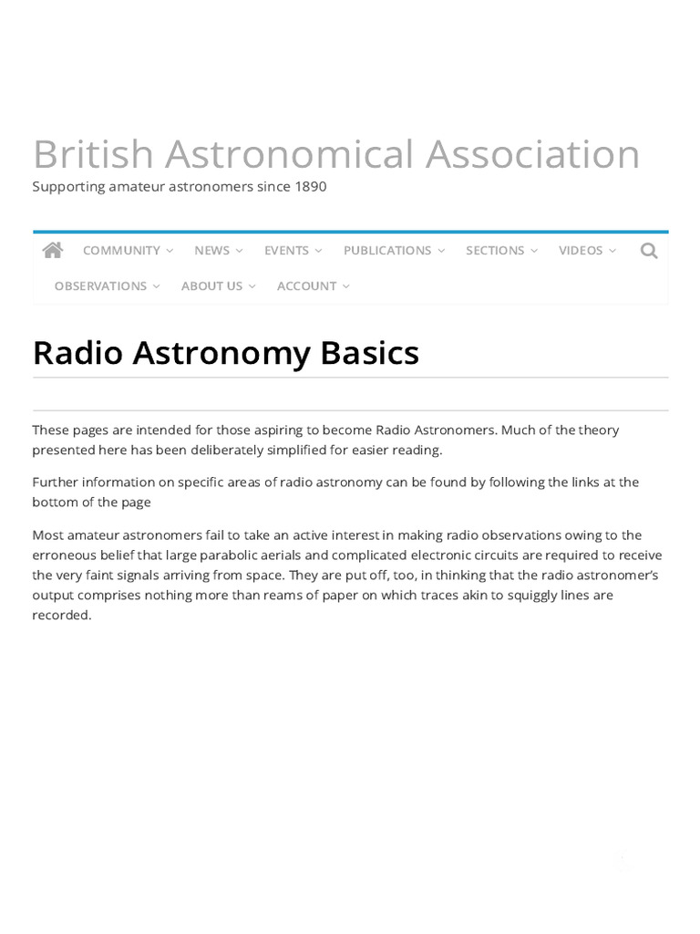 BAA Radio Astronomy Basics | PDF | Astronomy | Sun