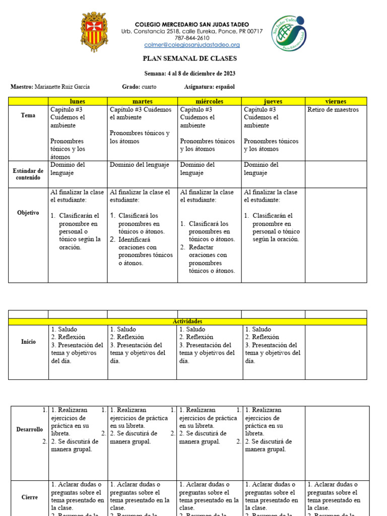 Planificación 4 Al 8 de Diceimbre 2023 Cuarto Grado | PDF | Artes del ...