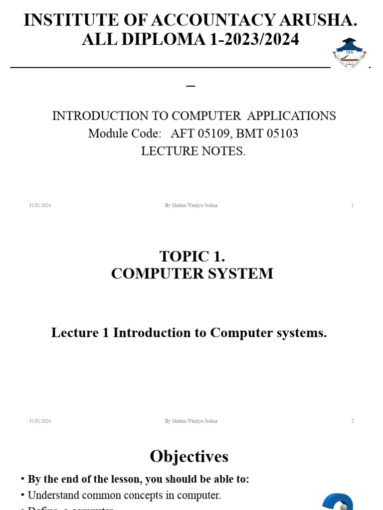 Lecture 1 Computer System Pdf Computer Data Storage Input Output