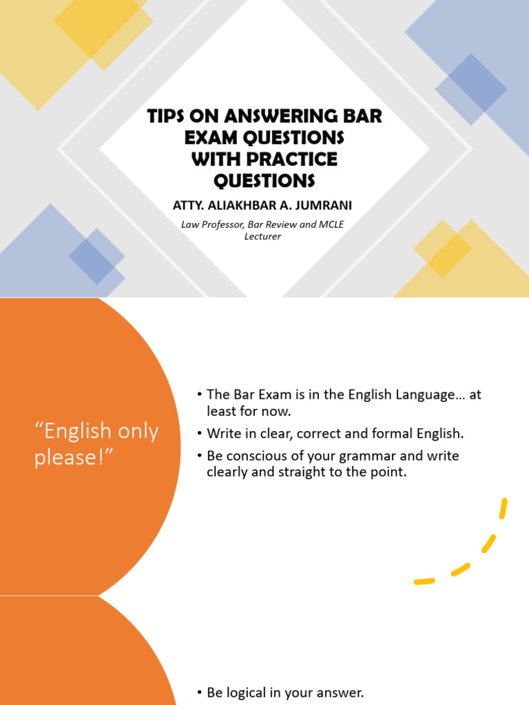 Atty. Jumrani - TIPS ON ANSWERING BAR EXAM QUESTIONS | PDF
