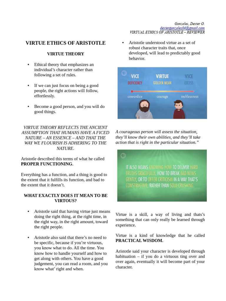 Virtue Ethics of Aristotle | PDF | Virtue Ethics | Virtue