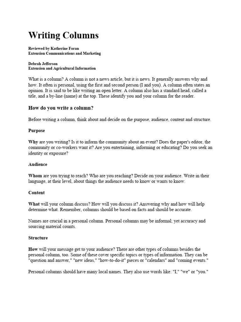 Writing Columns | PDF | News
