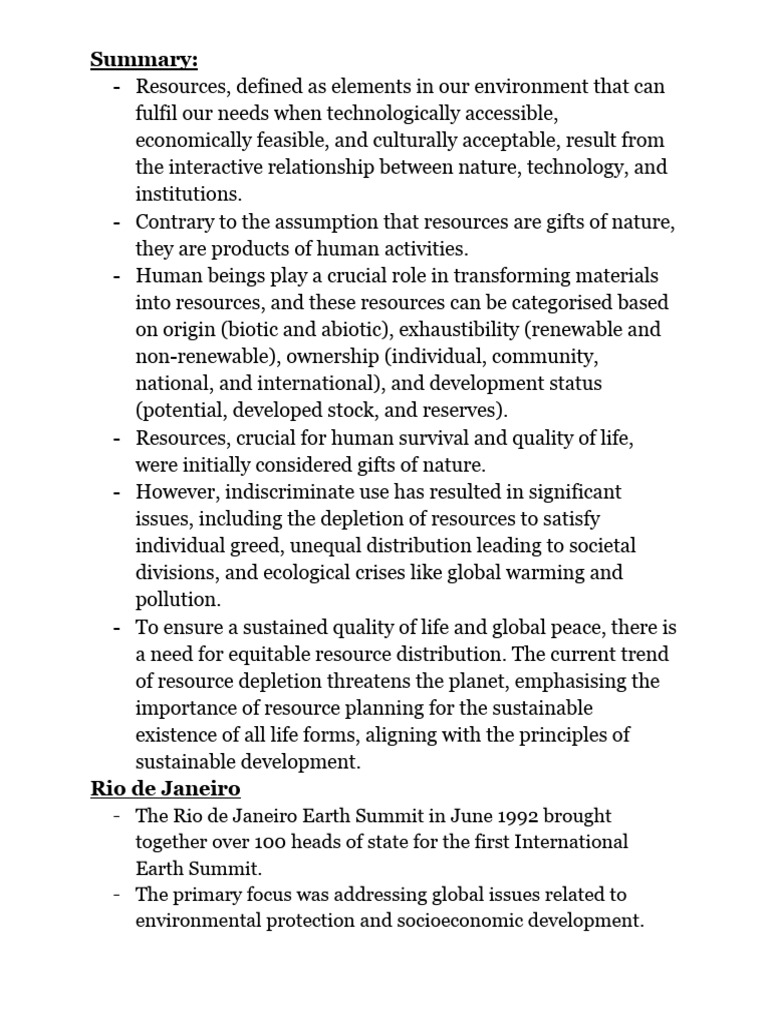 Summary of Resources and Development | PDF | Soil | Erosion