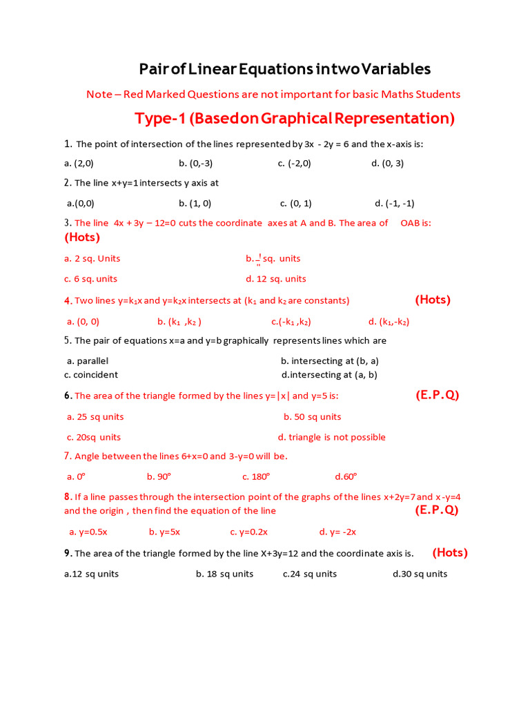 Pair of Linear EQn Revision Tracker Basic | PDF | Equations | Speed