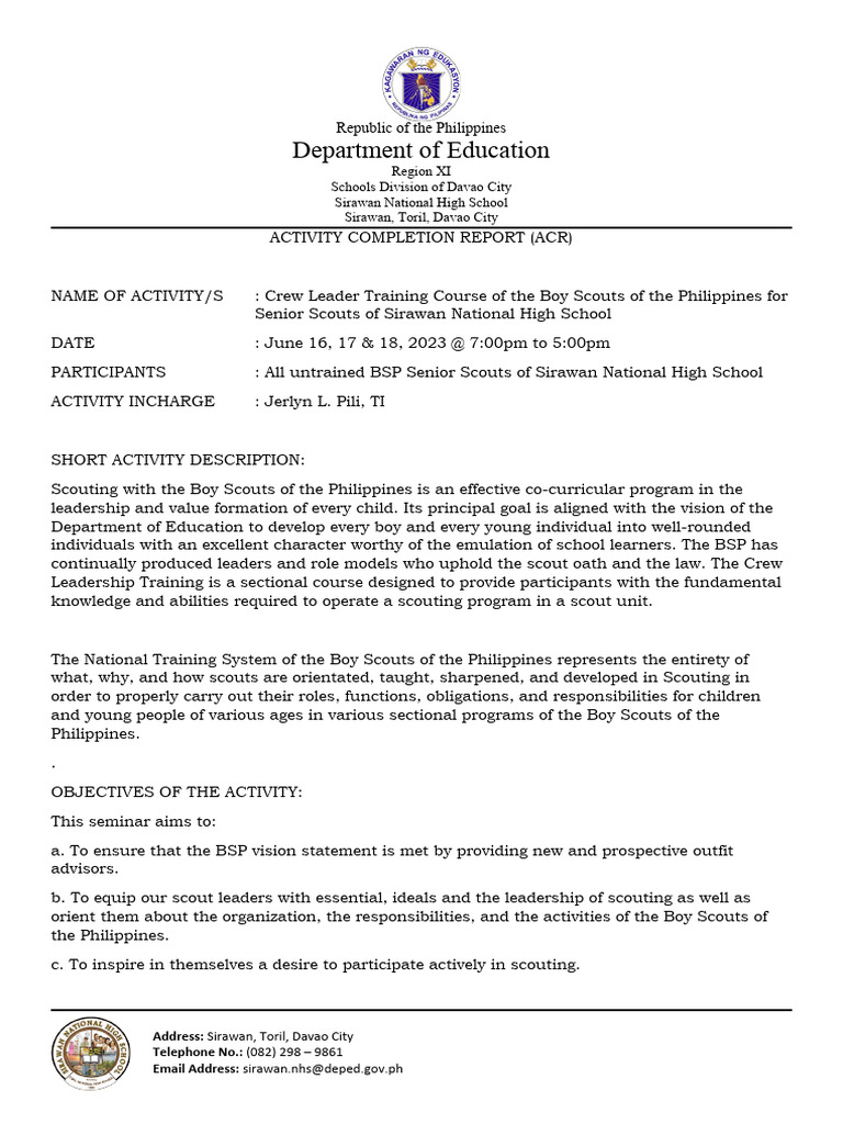 CLTC Acr | PDF | Outdoor Recreation Organizations | Youth Movements