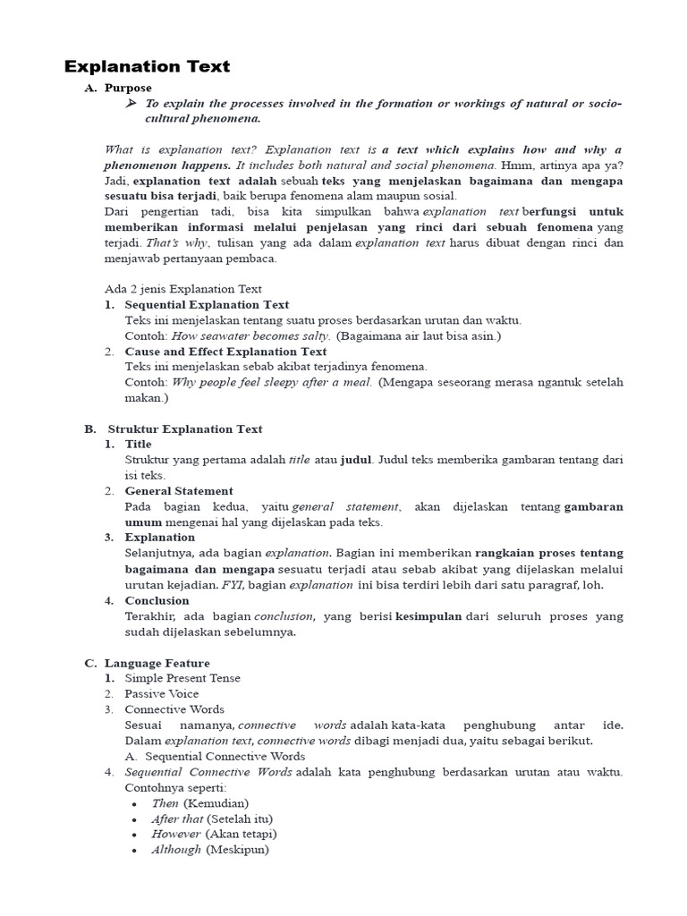 Panduan Lengkap Explanation Text | PDF | Kajian Bahasa Asing | Sains & Matematika