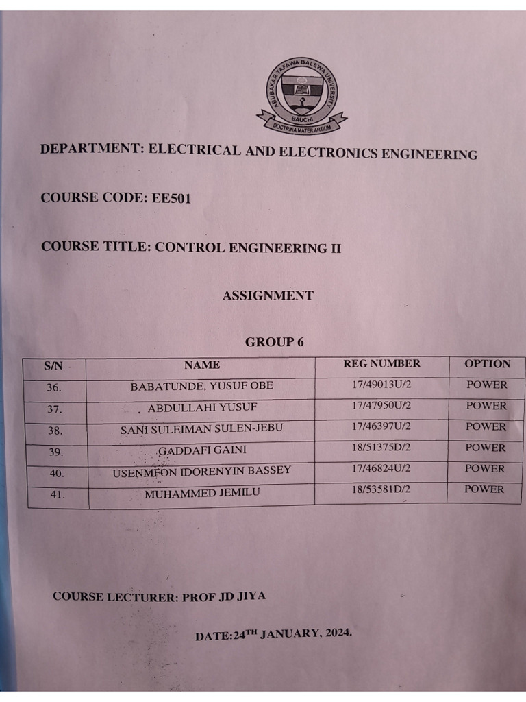 EE 501 Group 6 Ass | PDF