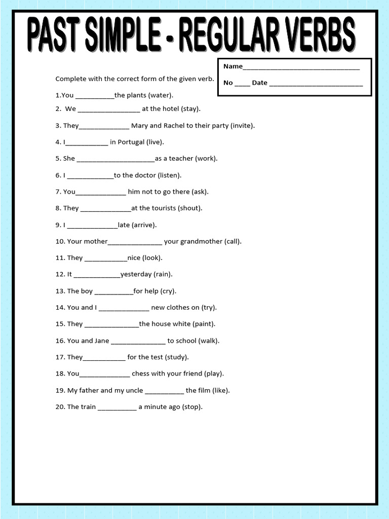 Past Simple Regular Verbs - 69134 | PDF