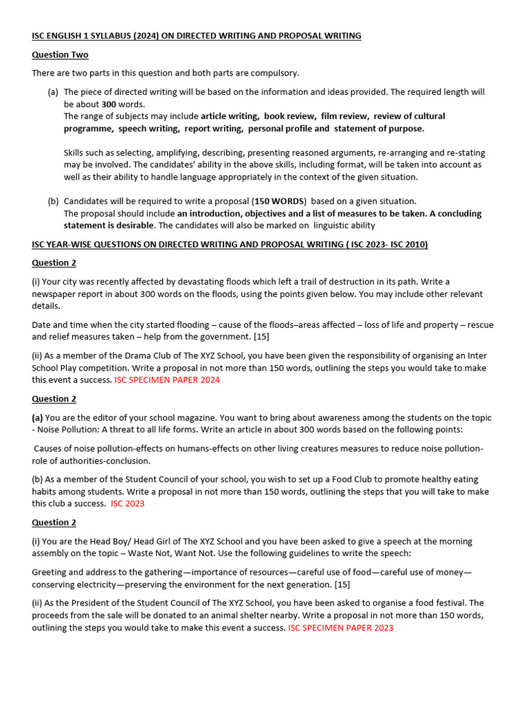 Isc Specimen Paper 2024 | PDF | Hospital