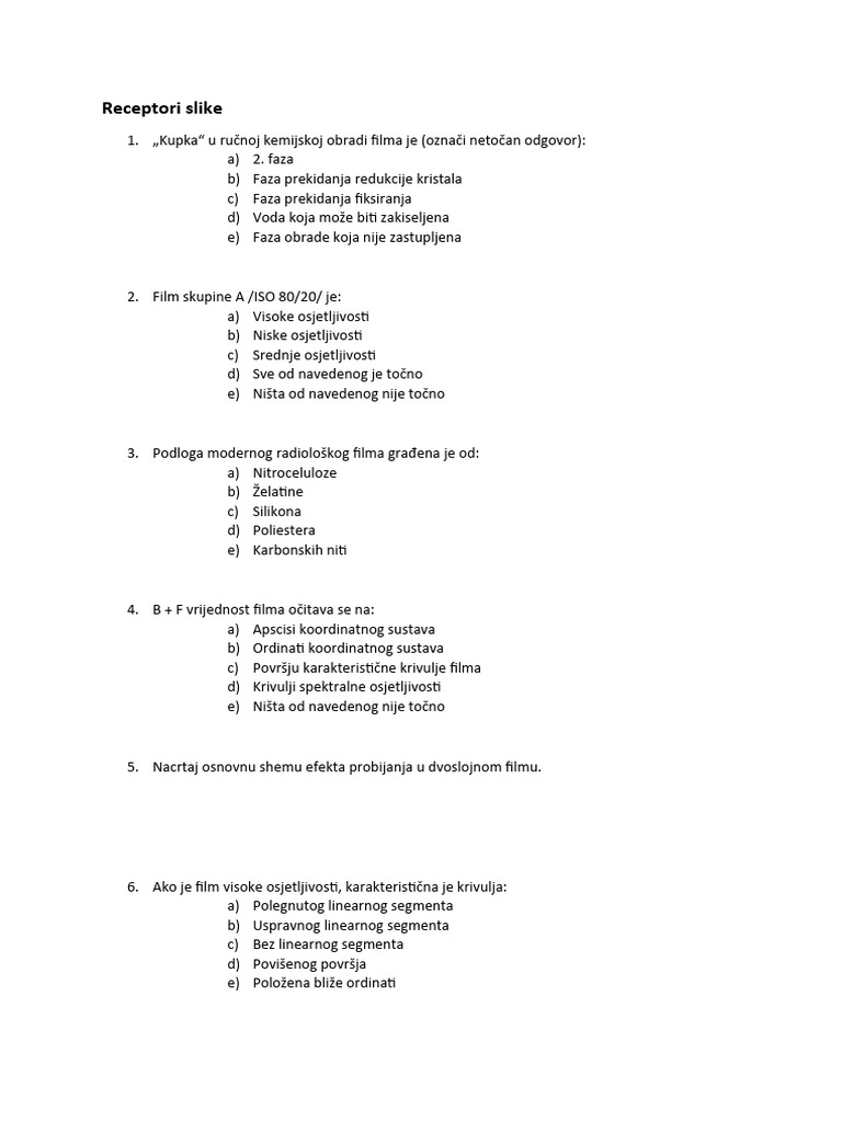 Receptori Slike - Test-1 | PDF