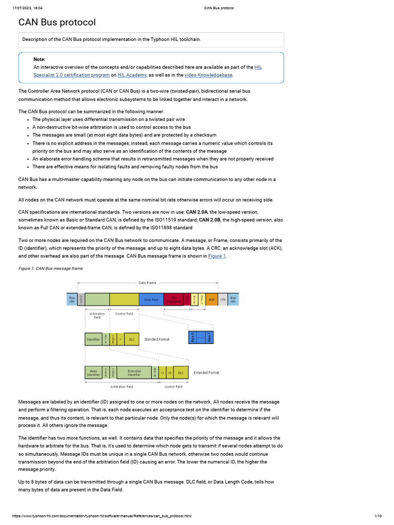 CAN Bus protocol | PDF | Telecommunications | Computer Networking