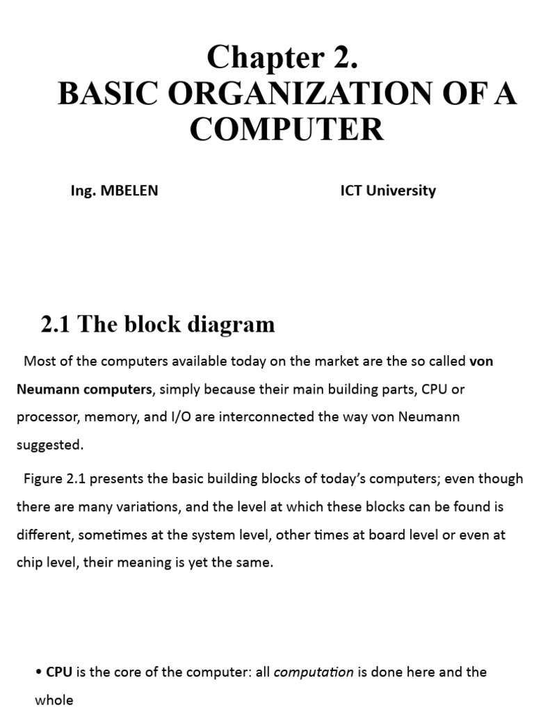 Chapter 2. Basic Organization of A Computer | PDF | Central Processing Unit | Manufactured Goods