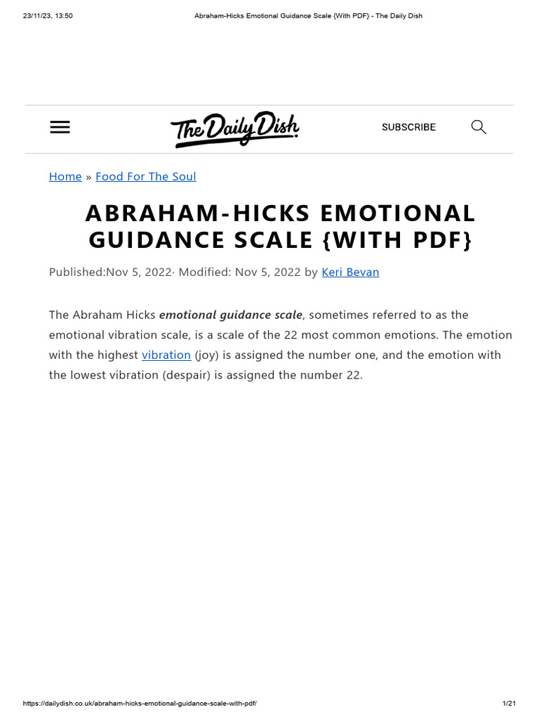 Abraham-Hicks Emotional Guidance Scale | PDF | Emotions | Meditation