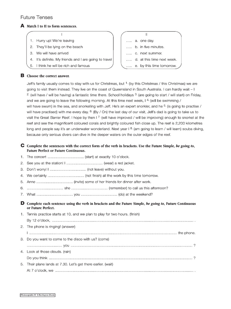 Future Tenses - Preguntas | PDF