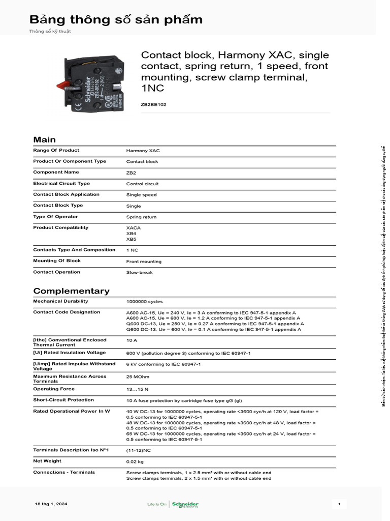 Schneider Electric Harmony-XACA ZB2BE102 | Download Free PDF | Fuse ...