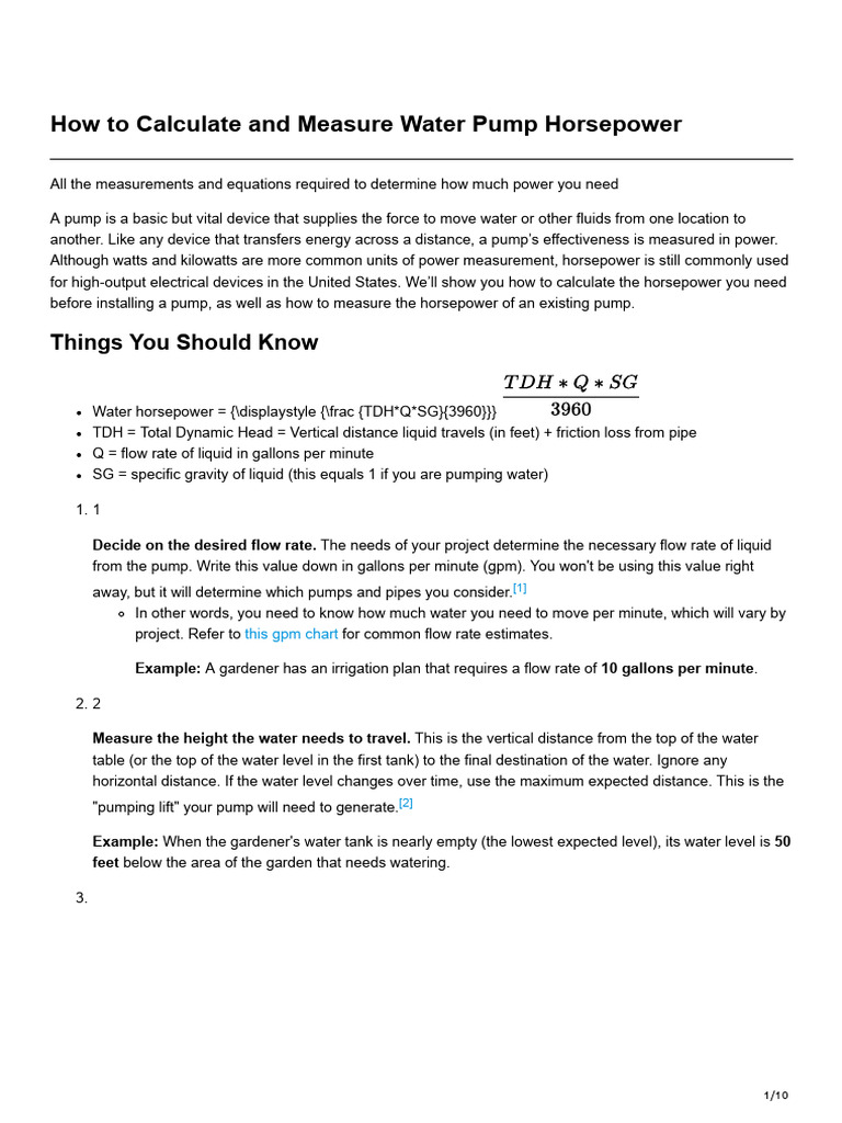 How To Calculate and Measure Water Pump Horsepower | PDF | Horsepower ...