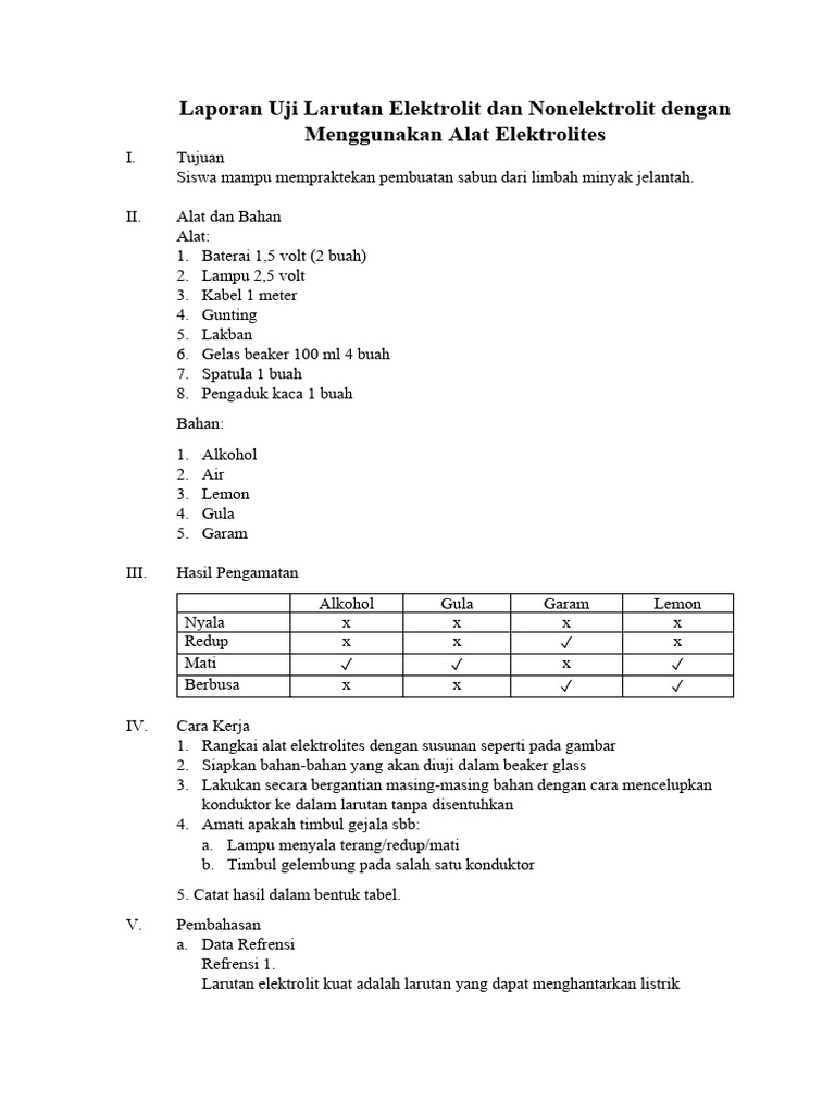 Laporan Elektrolit Dan Non Elektrolit | PDF