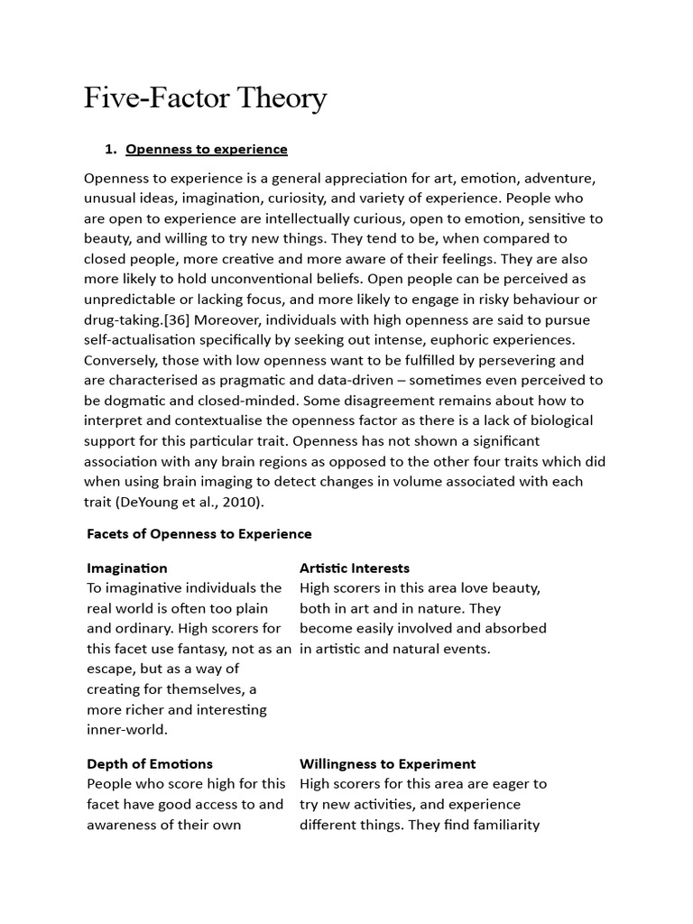 Five Factor Theroy | PDF | Extraversion And Introversion | Anxiety
