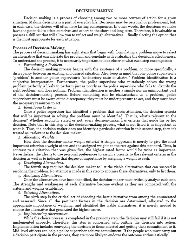 Topic Decision Making | PDF | Decision Making | Rationality