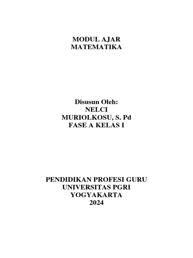 Rencana Aksi - Modul-Ajar-Kelas-1-Matematika-Pjbl | PDF