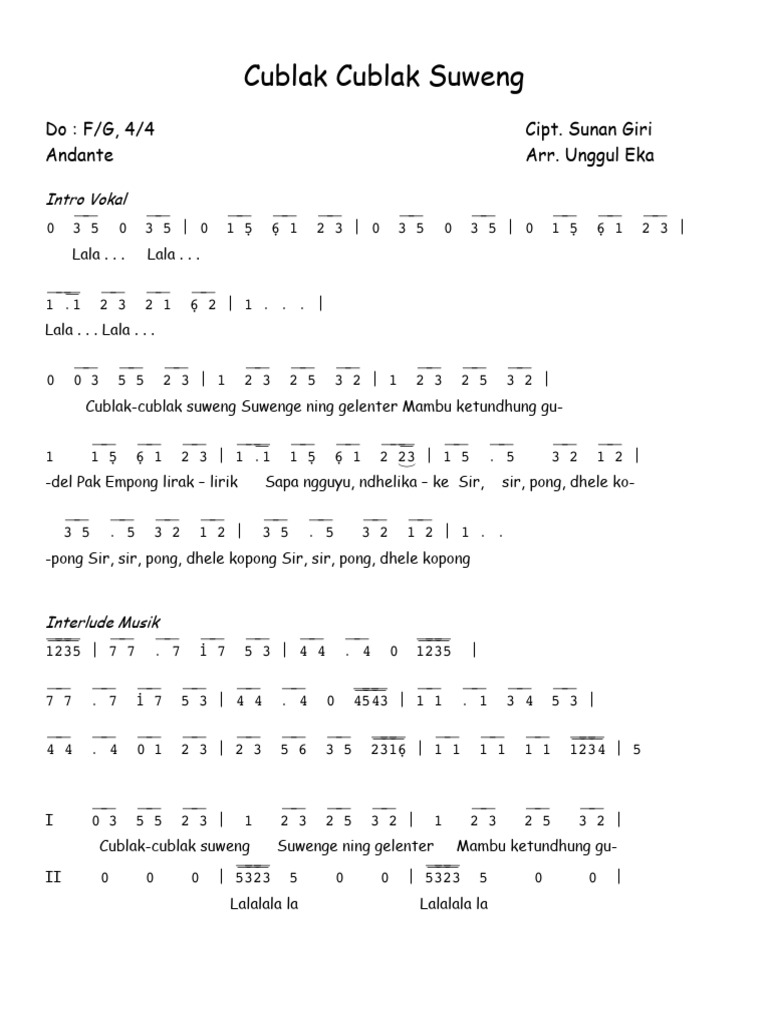 Cublak Cublak Suweng Mas Hendri | PDF
