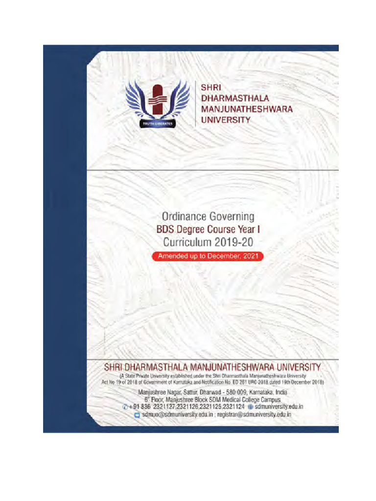 Bds Syllabus - 240115 - 193609 | PDF | Dentistry | Dental Degree