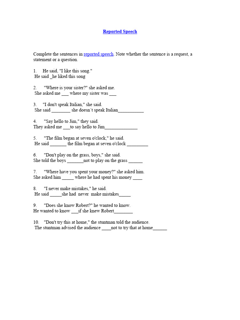 Reported Speech | PDF