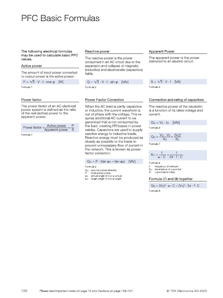 PFC Basic Equations | PDF