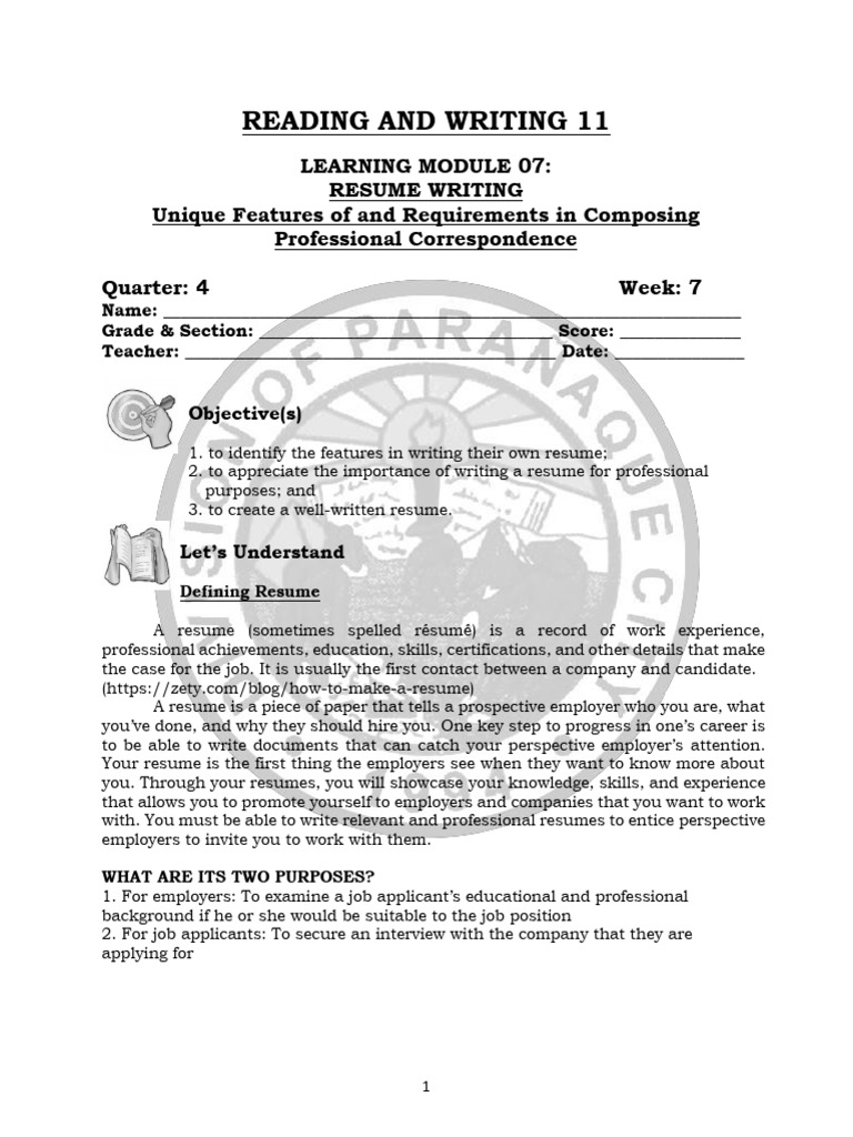 Reading and Writing 11 | PDF